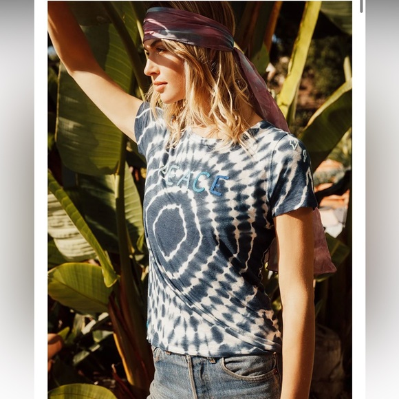 Chaser | Tops | Chaser Ti Dye Peace Embroidered Basic Short Sleeve ...